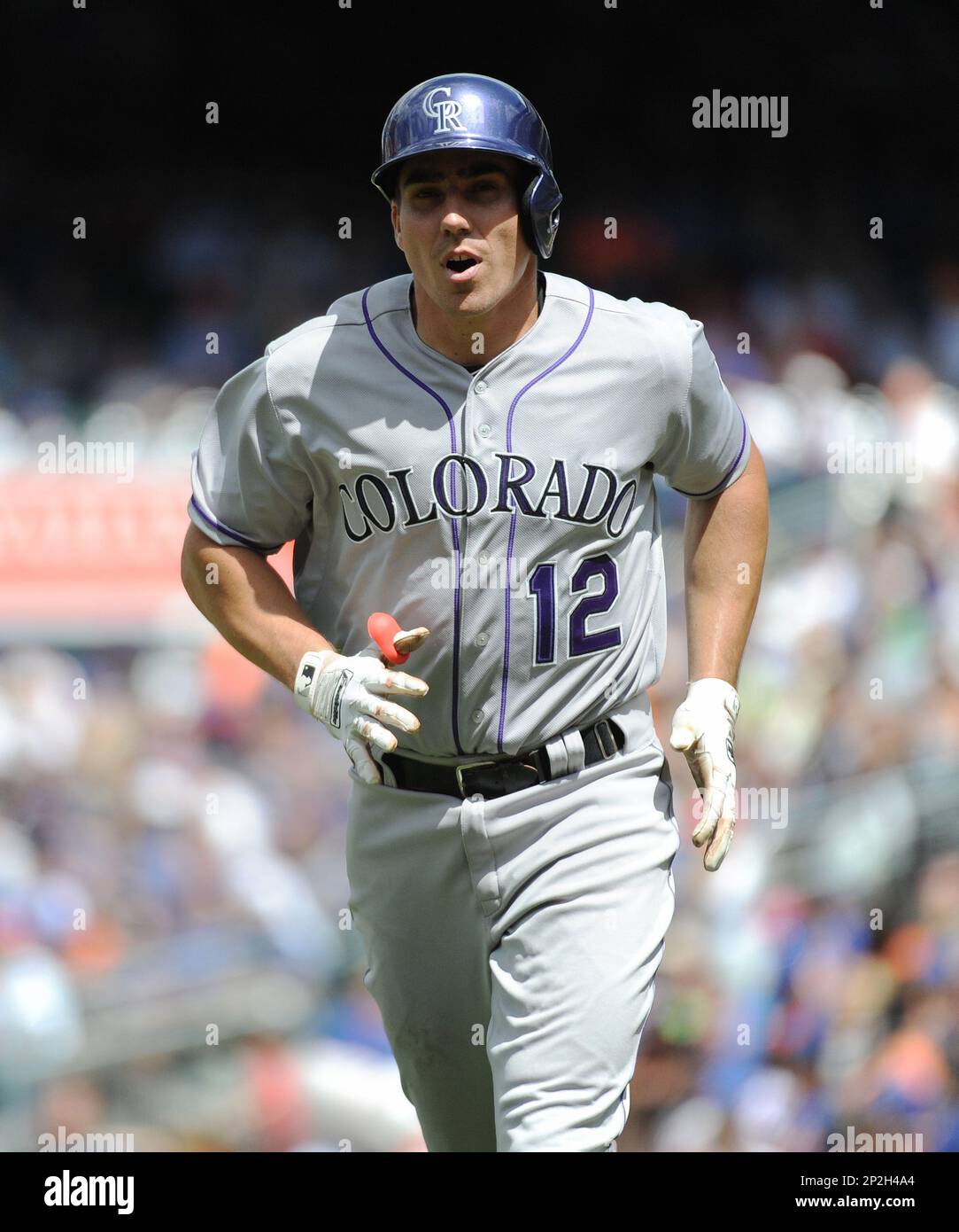 Colorado Rockies infielder Matt McBride (12) during game against the ...