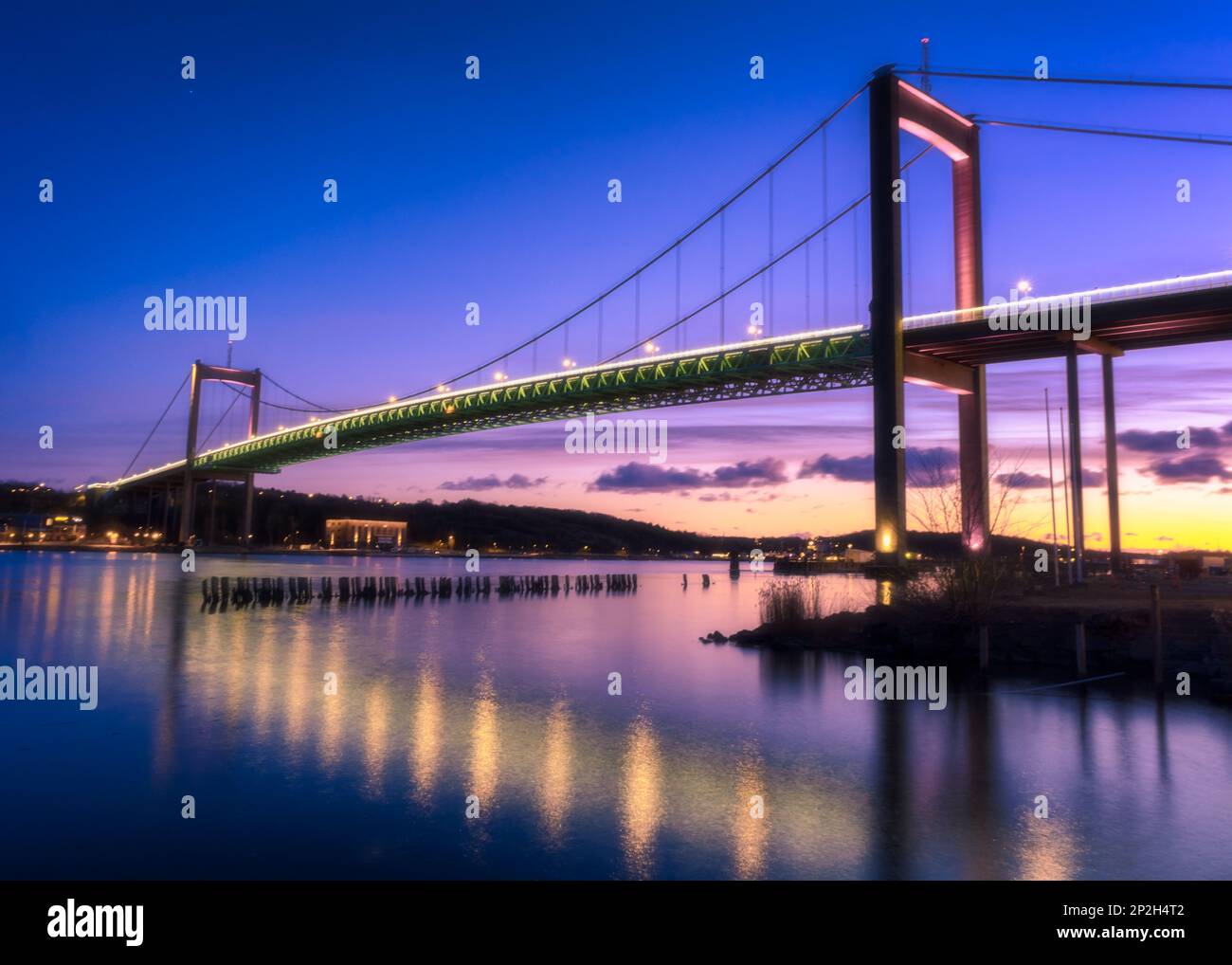 älvsborgbron with colorful sky post sunset bridge at Gothenburg west ...