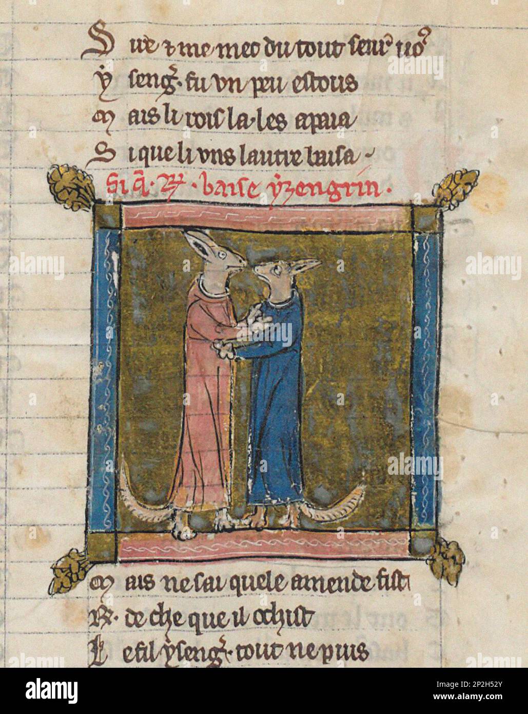 Reynardus and Ysengrimus. Miniature from Renart le Nouvel by Jacquemart ...