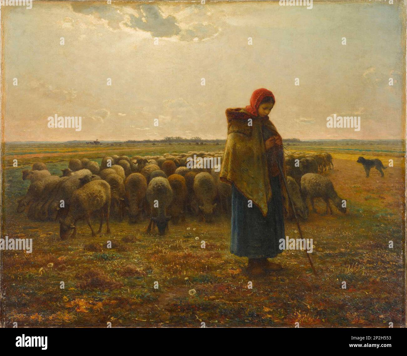 Shepherdess with her Flock, ca 1863. Found in the collection of the Musée d'Orsay, Paris Stock ...