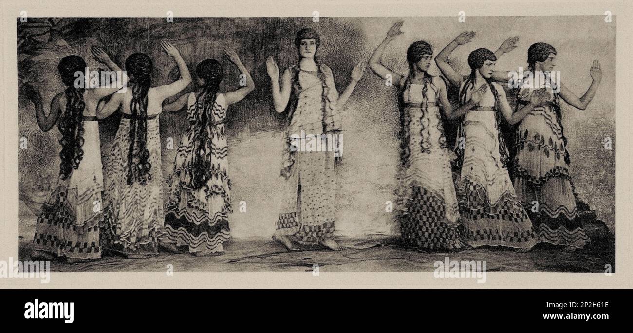 Chorus of maenads. Scene from the Nijinsky ballet "The Afternoon of a ...