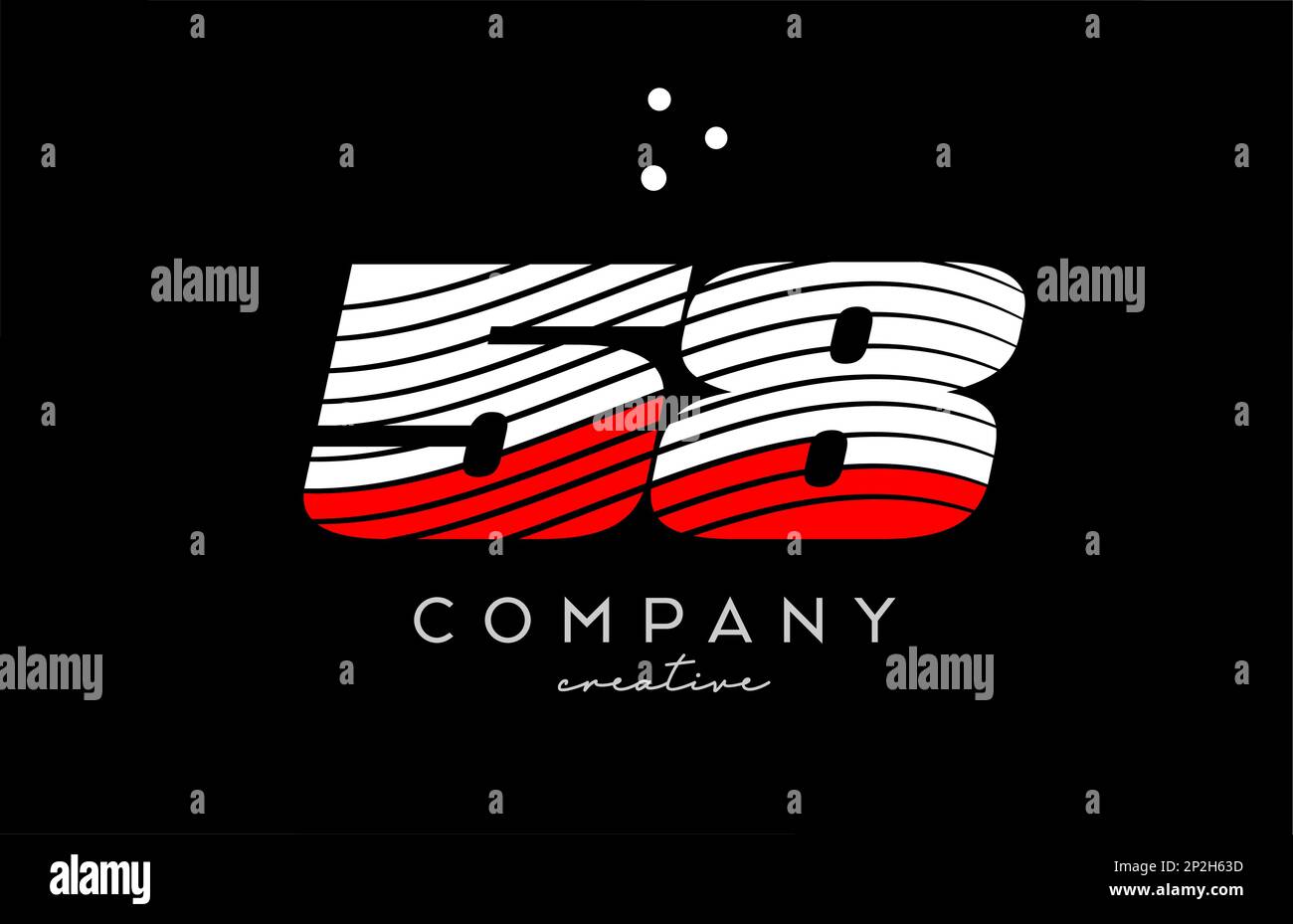 58 number logo with red white lines and dots. Corporate creative ...