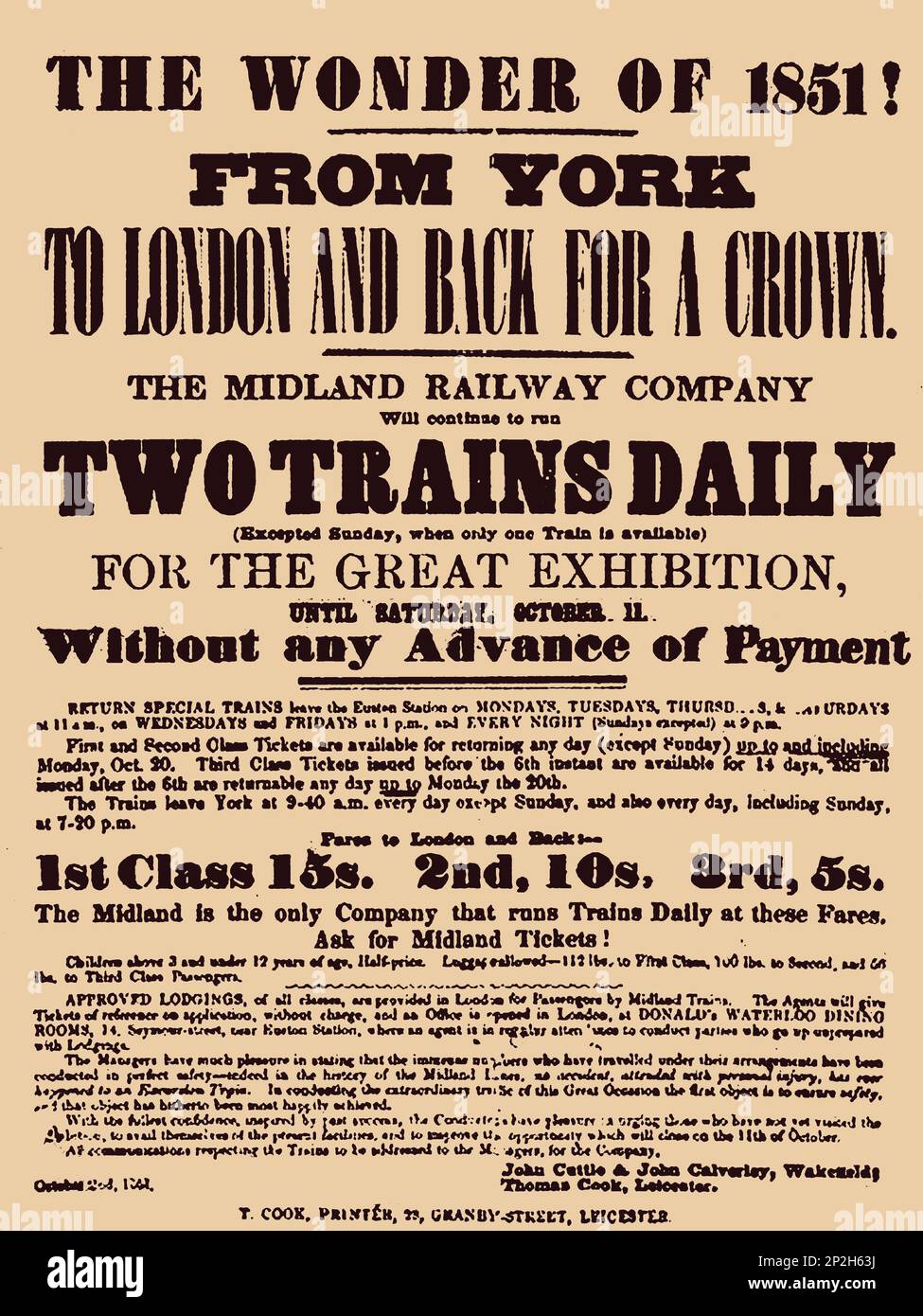 Poster by Midland Railway Company for the Great Exhibition of 1851 at ...