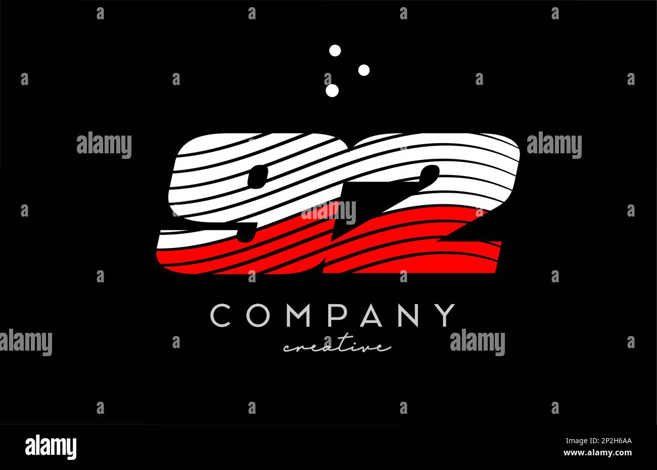 92 number logo with red white lines and dots. Corporate creative ...