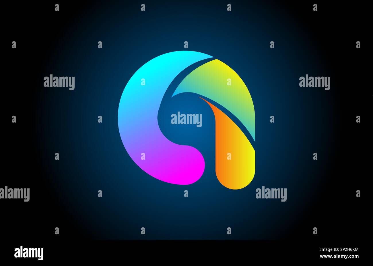 Colorful A alphabet letter logo icon design with blue yellow color ...