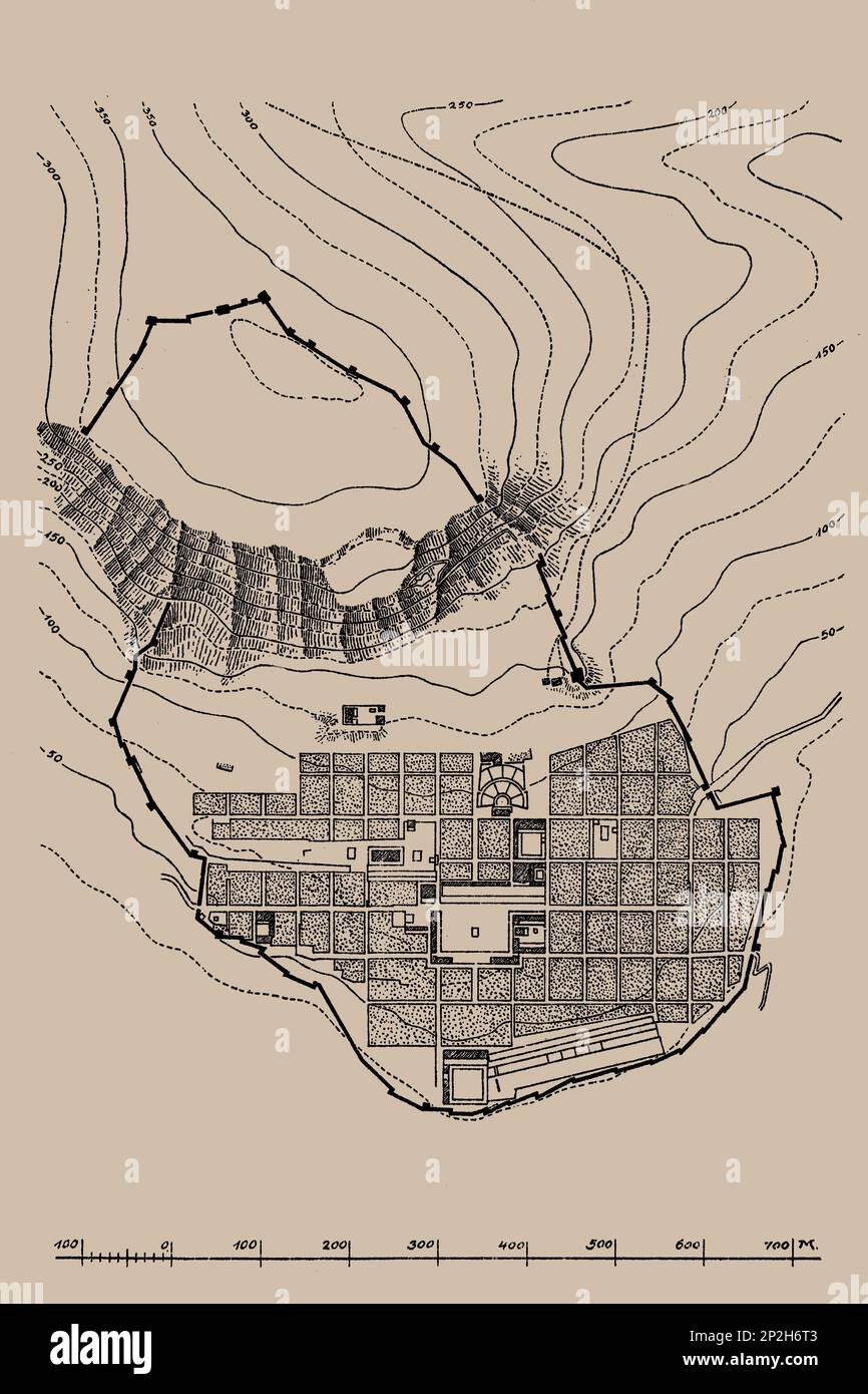 Plan of Priene. From: "Griechische Städteanlagen" by Armin von Gerkan ...