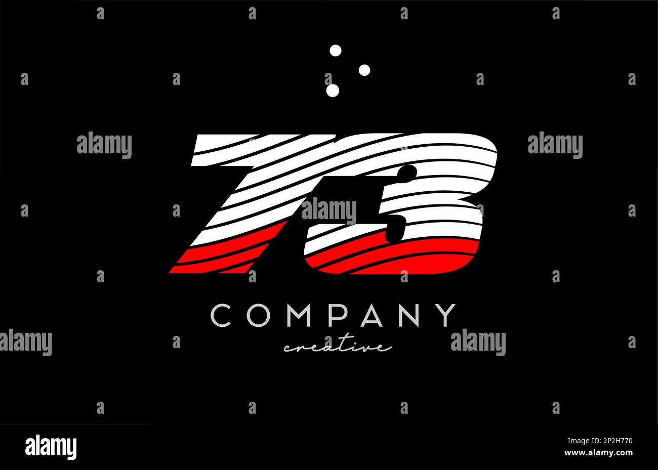 73 number logo with red white lines and dots. Corporate creative ...