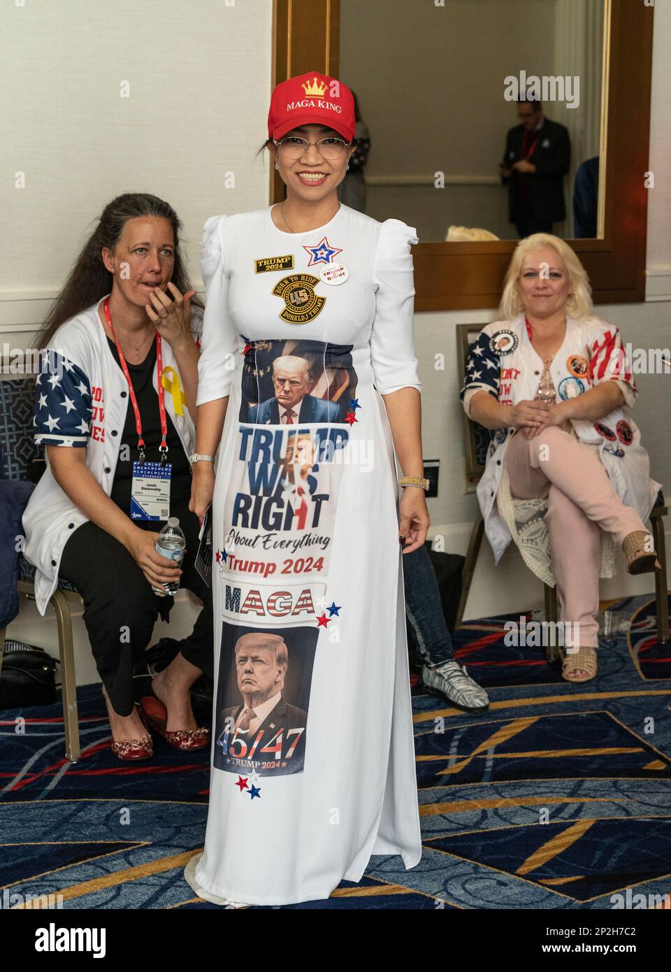 Participants pose on the 3rd day of CPAC Washington, DC conference at ...