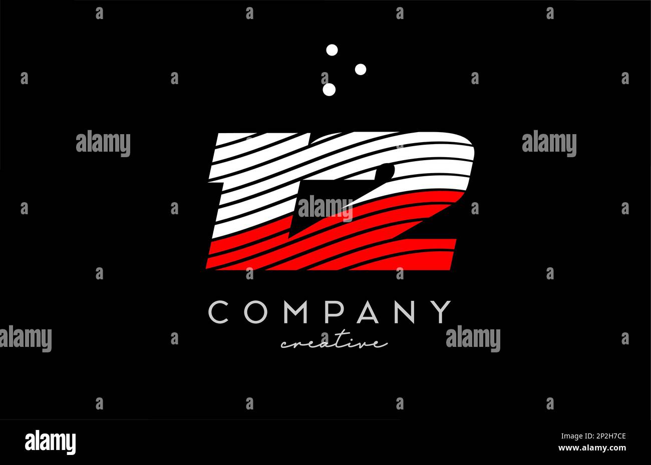 12 number logo with red white lines and dots. Corporate creative ...