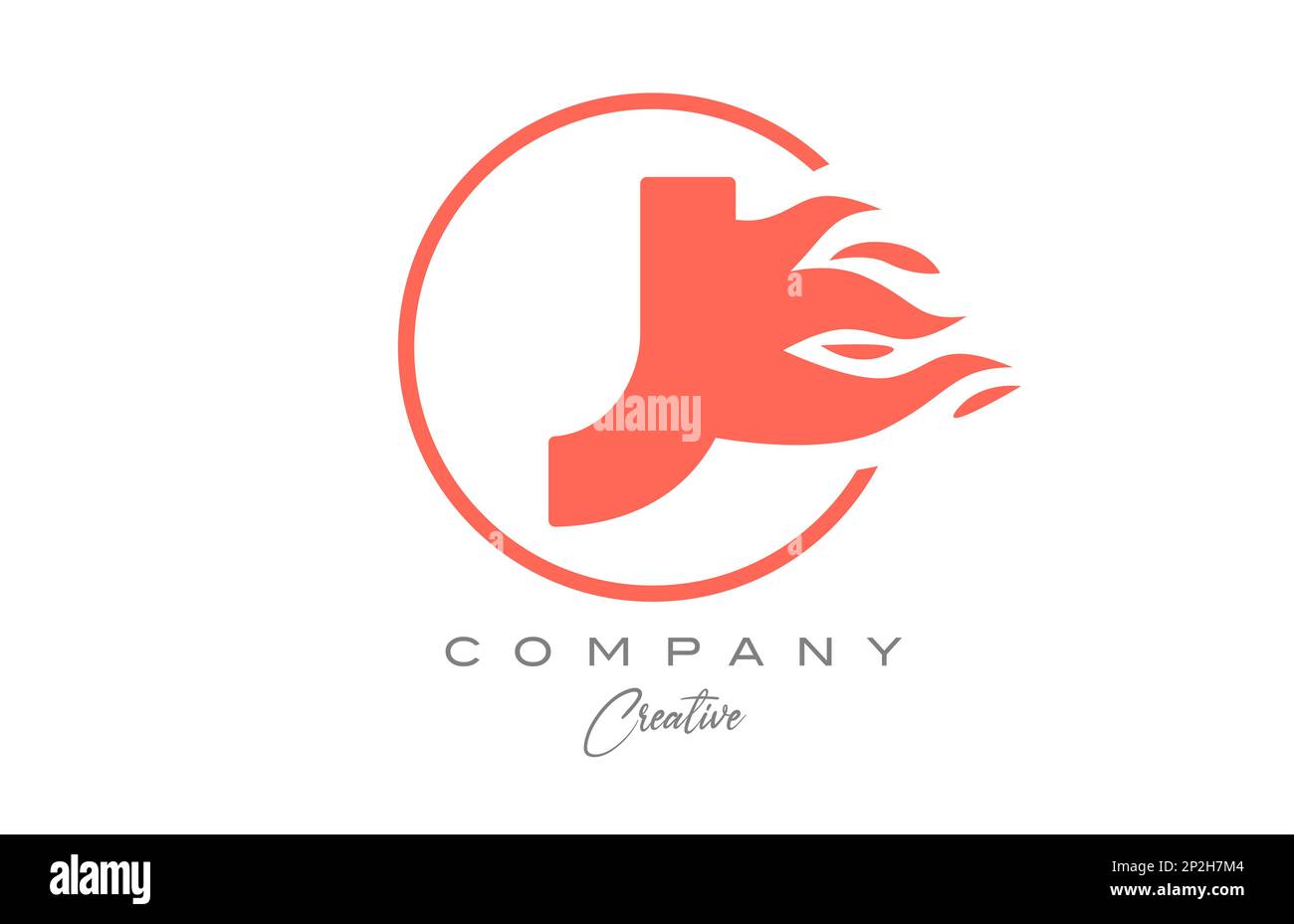 orange J alphabet letter icon for corporate with flames. Fire design ...