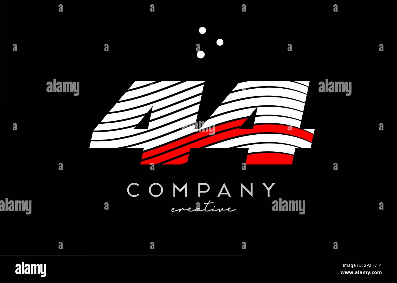 44 number logo with red white lines and dots. Corporate creative ...