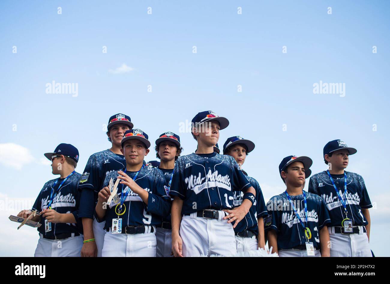 The Mid Atlantic team stands on their float during the Little League ...