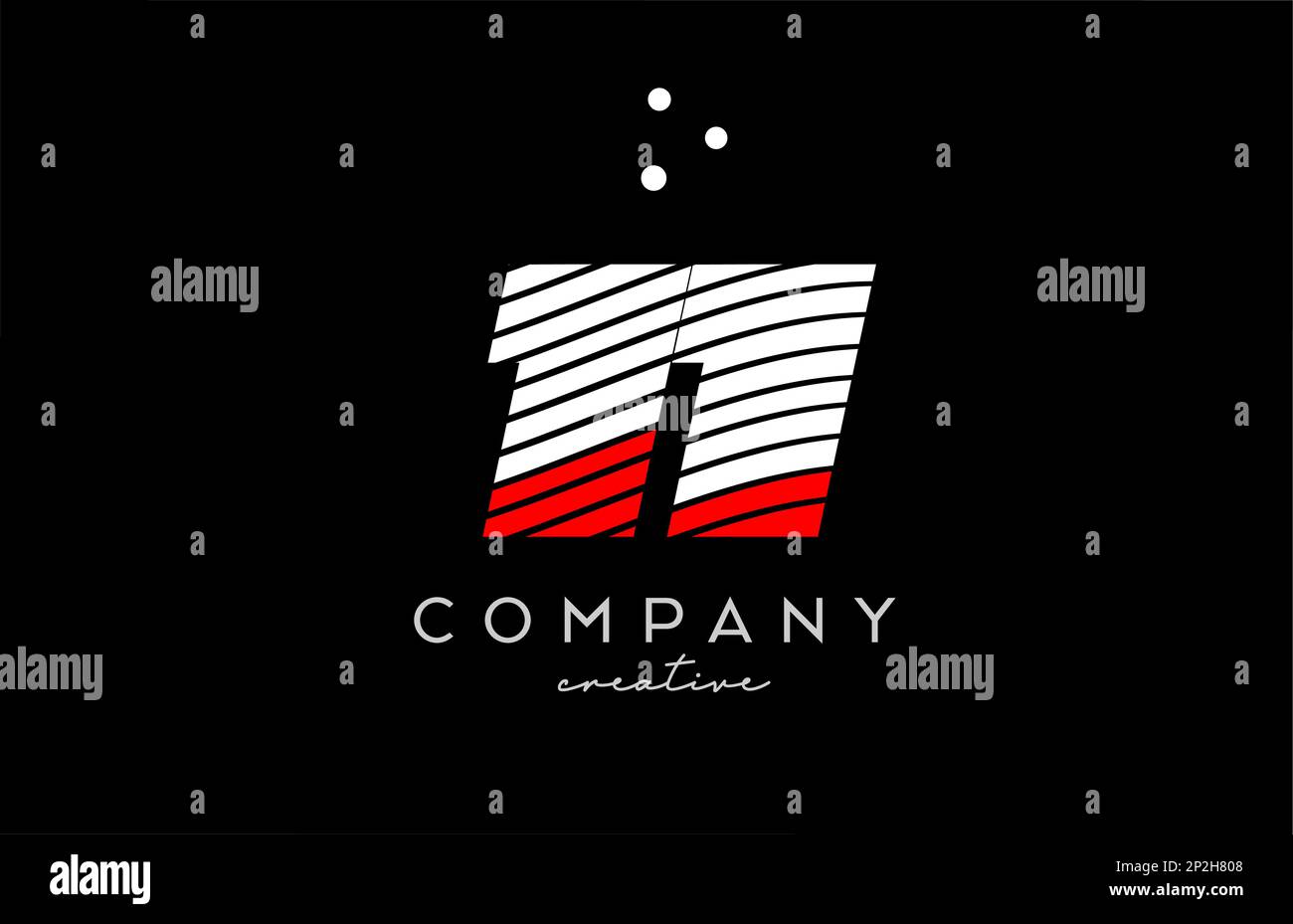 11 number logo with red white lines and dots. Corporate creative ...