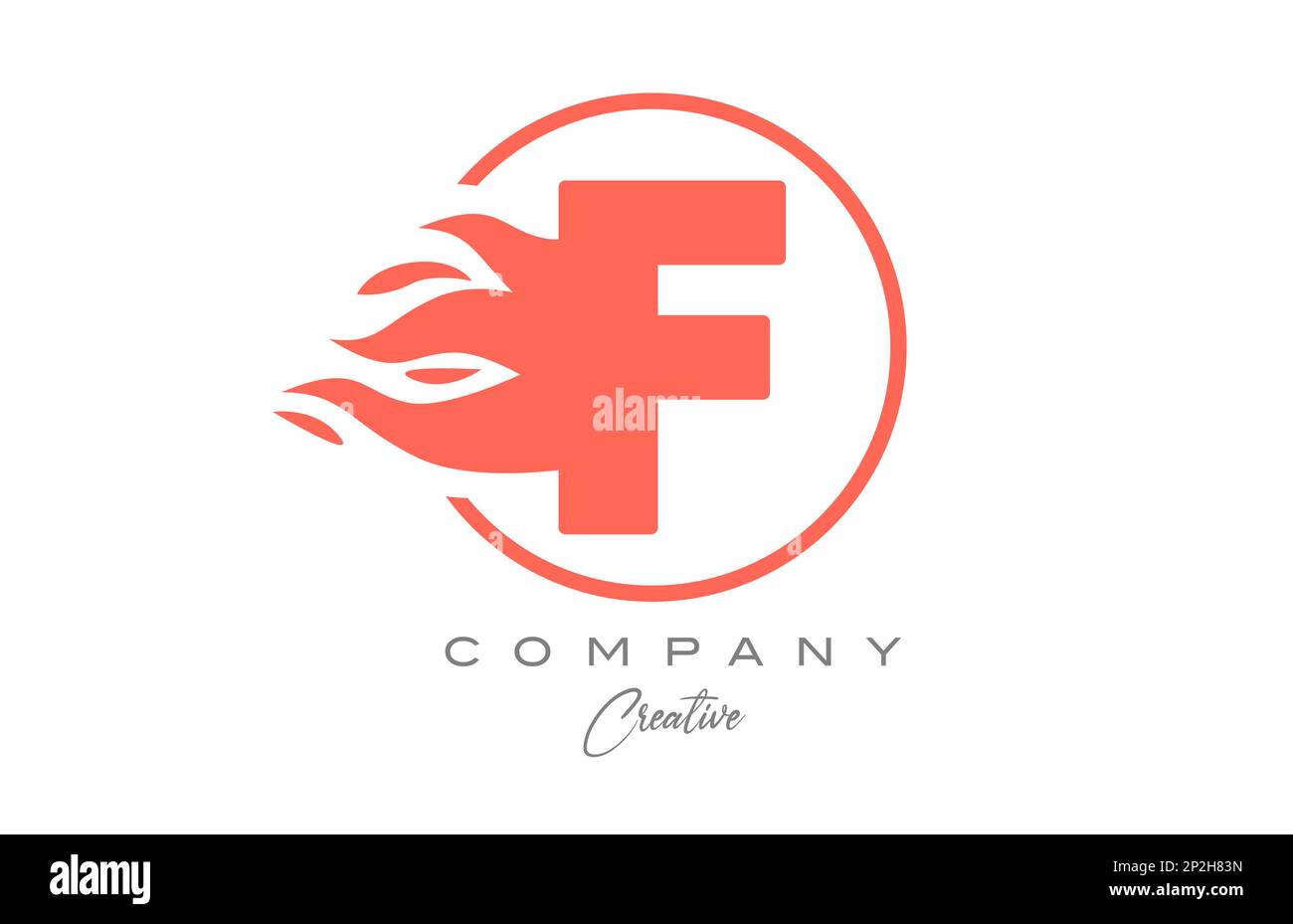 orange F alphabet letter icon for corporate with flames. Fire design ...