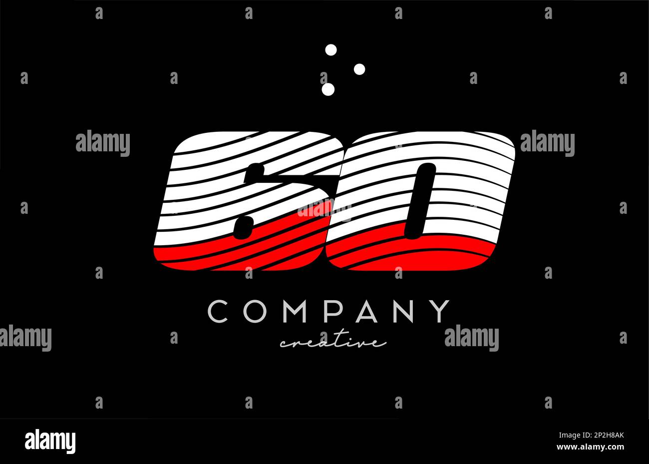60 number logo with red white lines and dots. Corporate creative ...