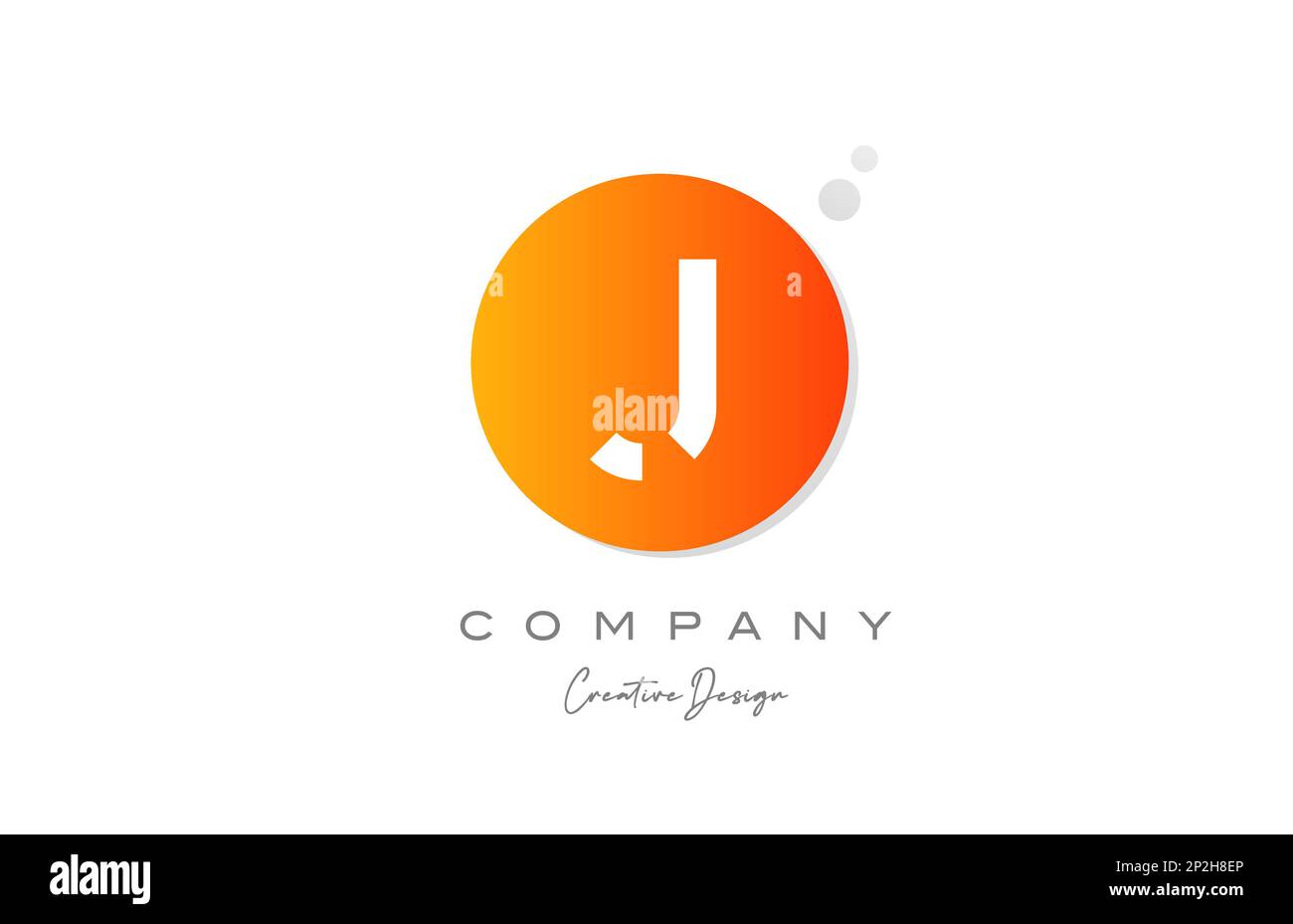 J orange sphere alphabet letter logo icon design with dot. Creative ...