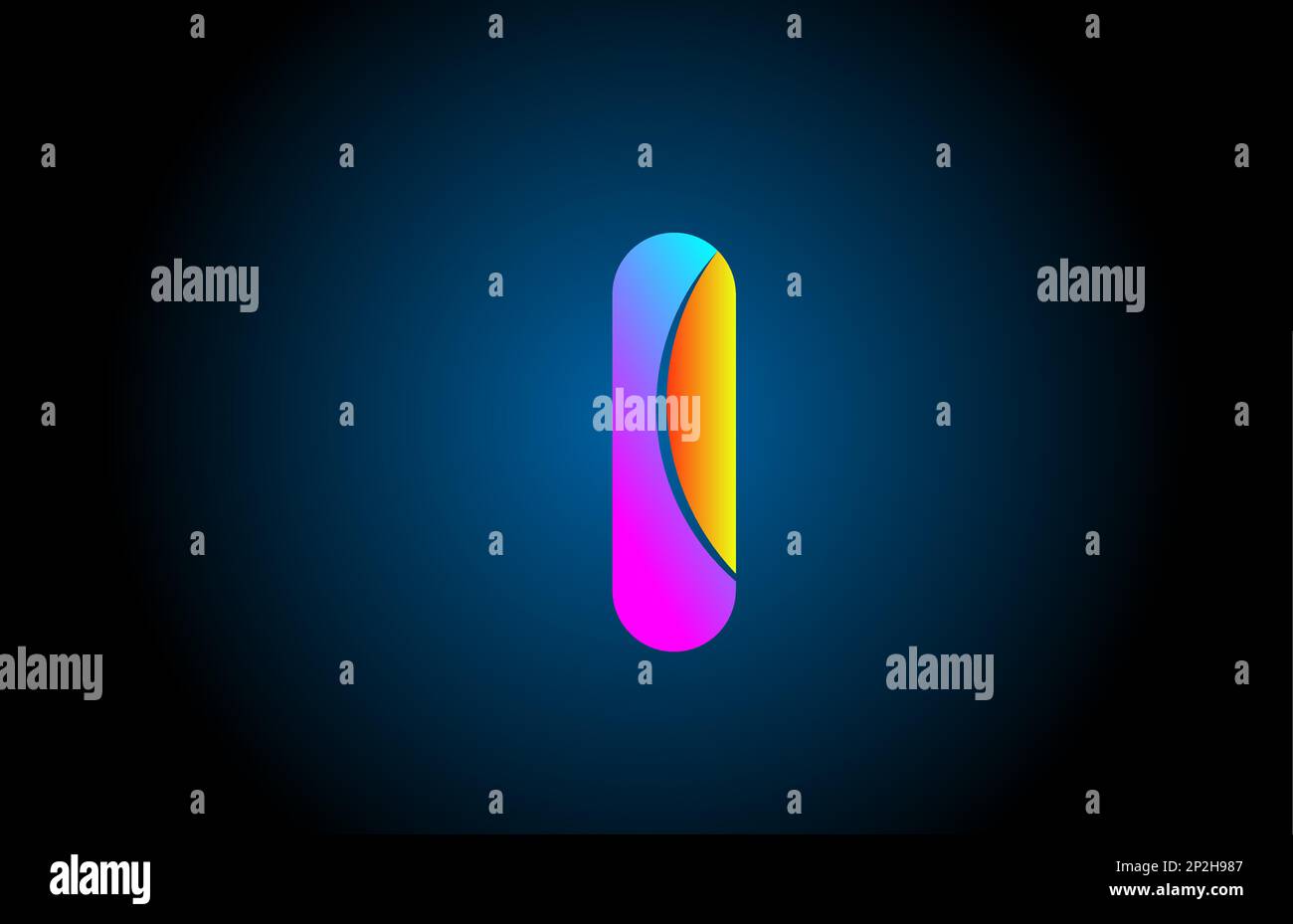 Colorful I alphabet letter logo icon design with blue yellow color ...