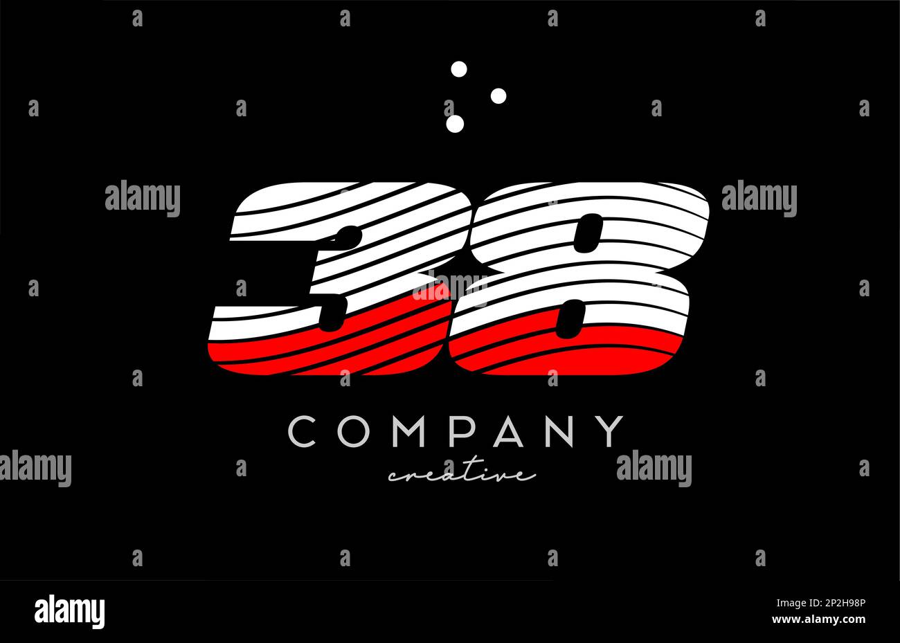 38 number logo with red white lines and dots. Corporate creative ...