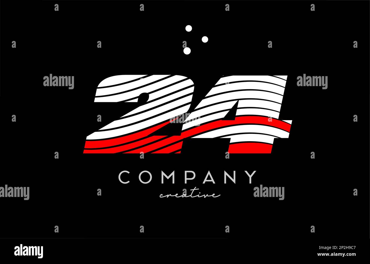 24 number logo with red white lines and dots. Corporate creative ...