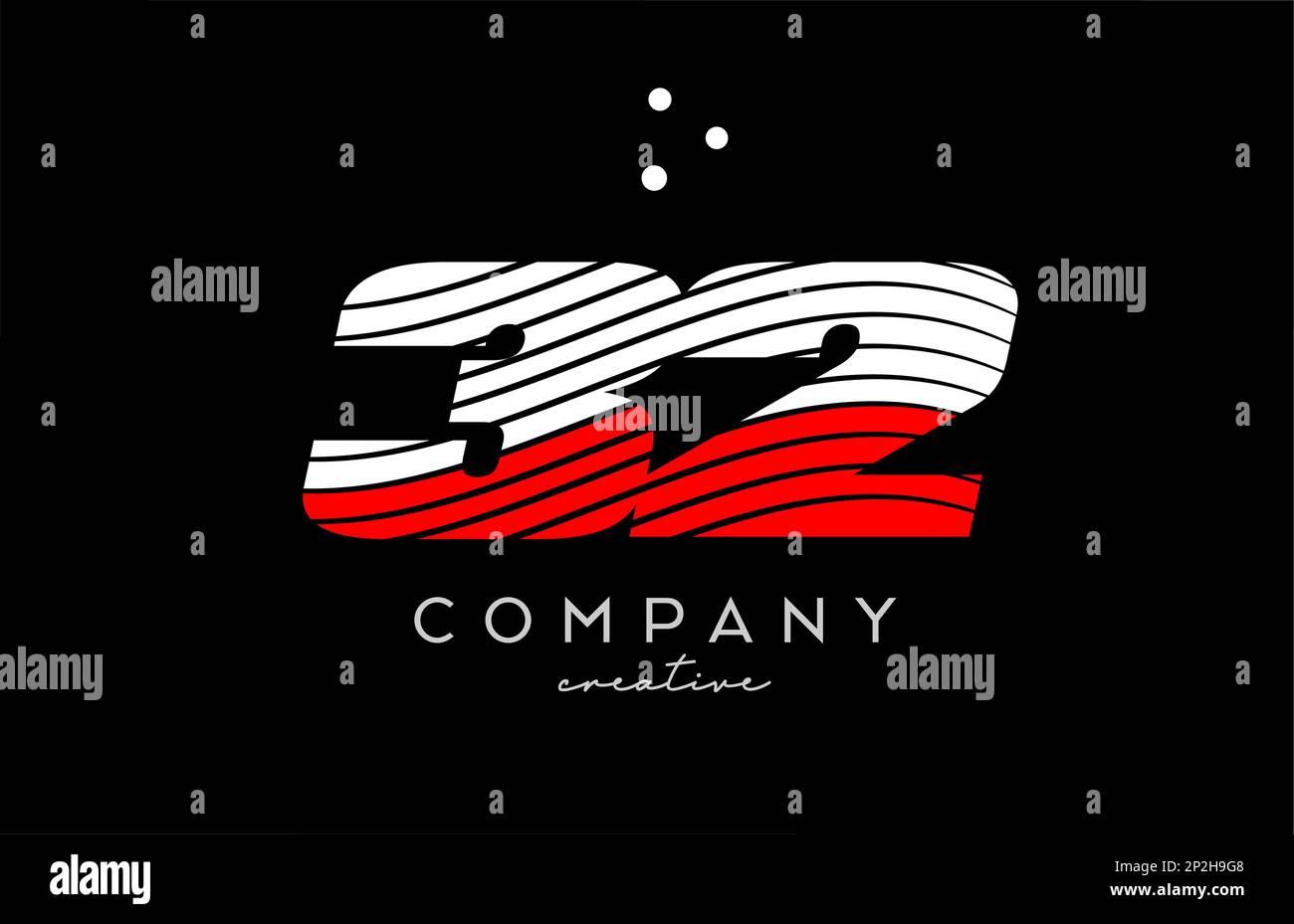 32 number logo with red white lines and dots. Corporate creative ...