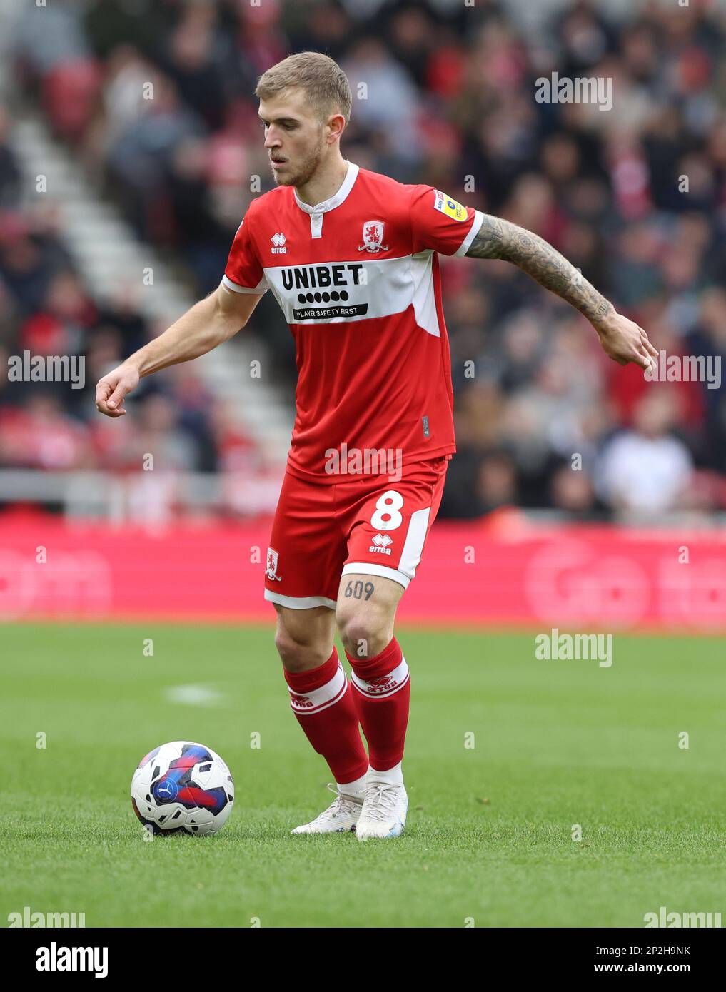 Riley McGree of Middlesbrough in action during the Sky Bet Championship ...