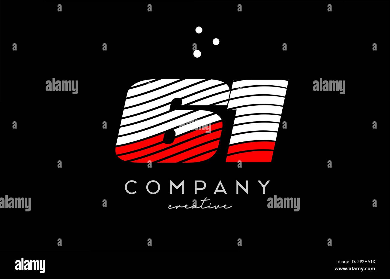 61 number logo with red white lines and dots. Corporate creative ...