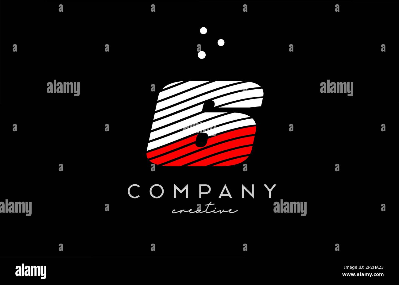 6 number logo with red white lines and dots. Corporate creative ...