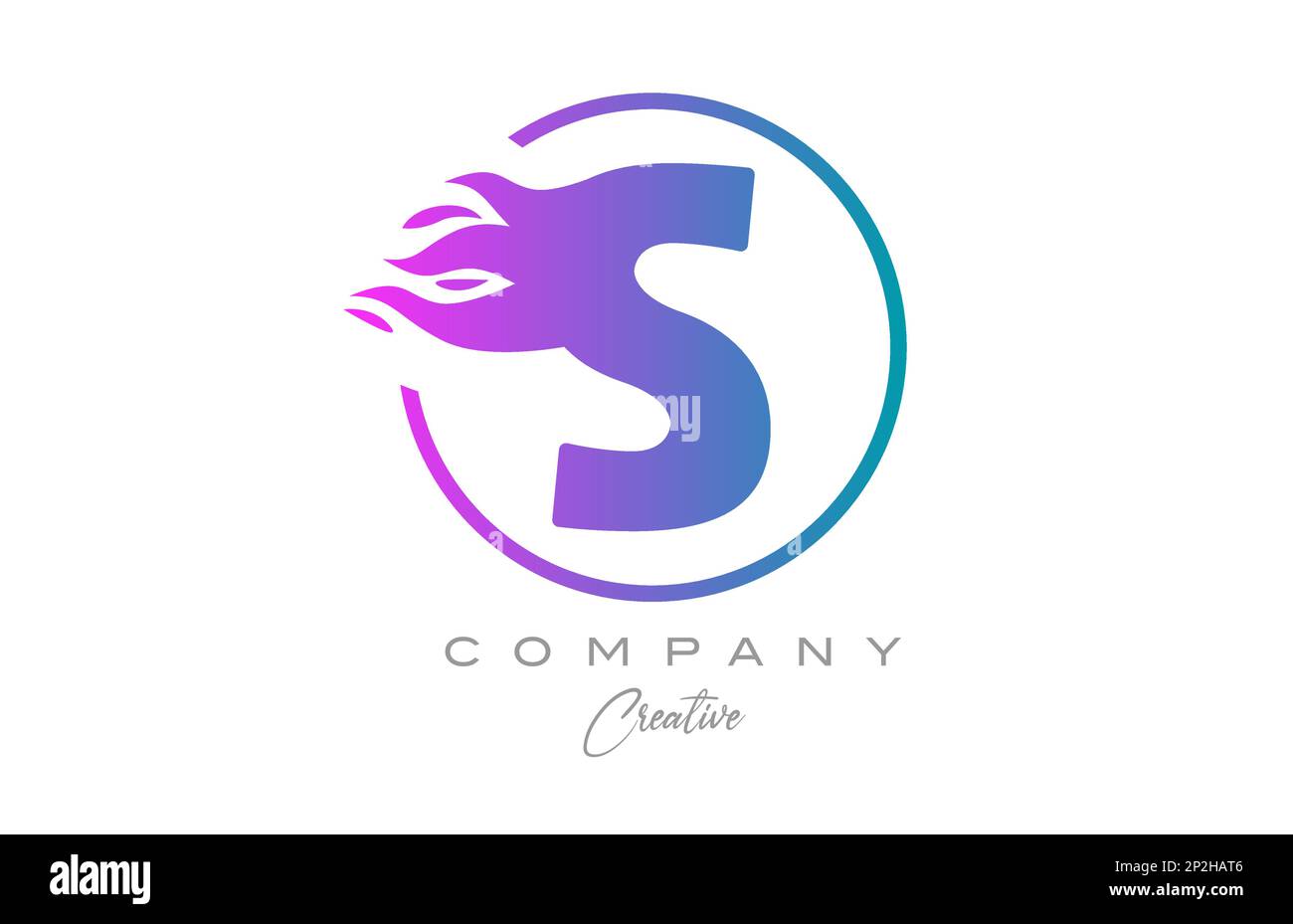 pink S alphabet letter icon for corporate with purple flames. Fire ...