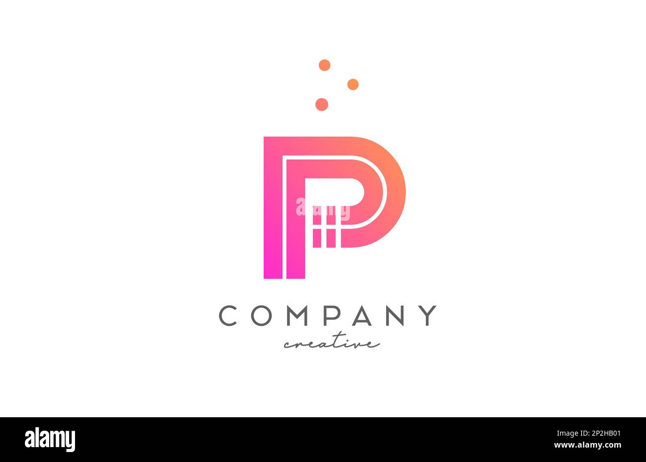 P pink alphabet letter logo with lines and dots. Corporate creative ...