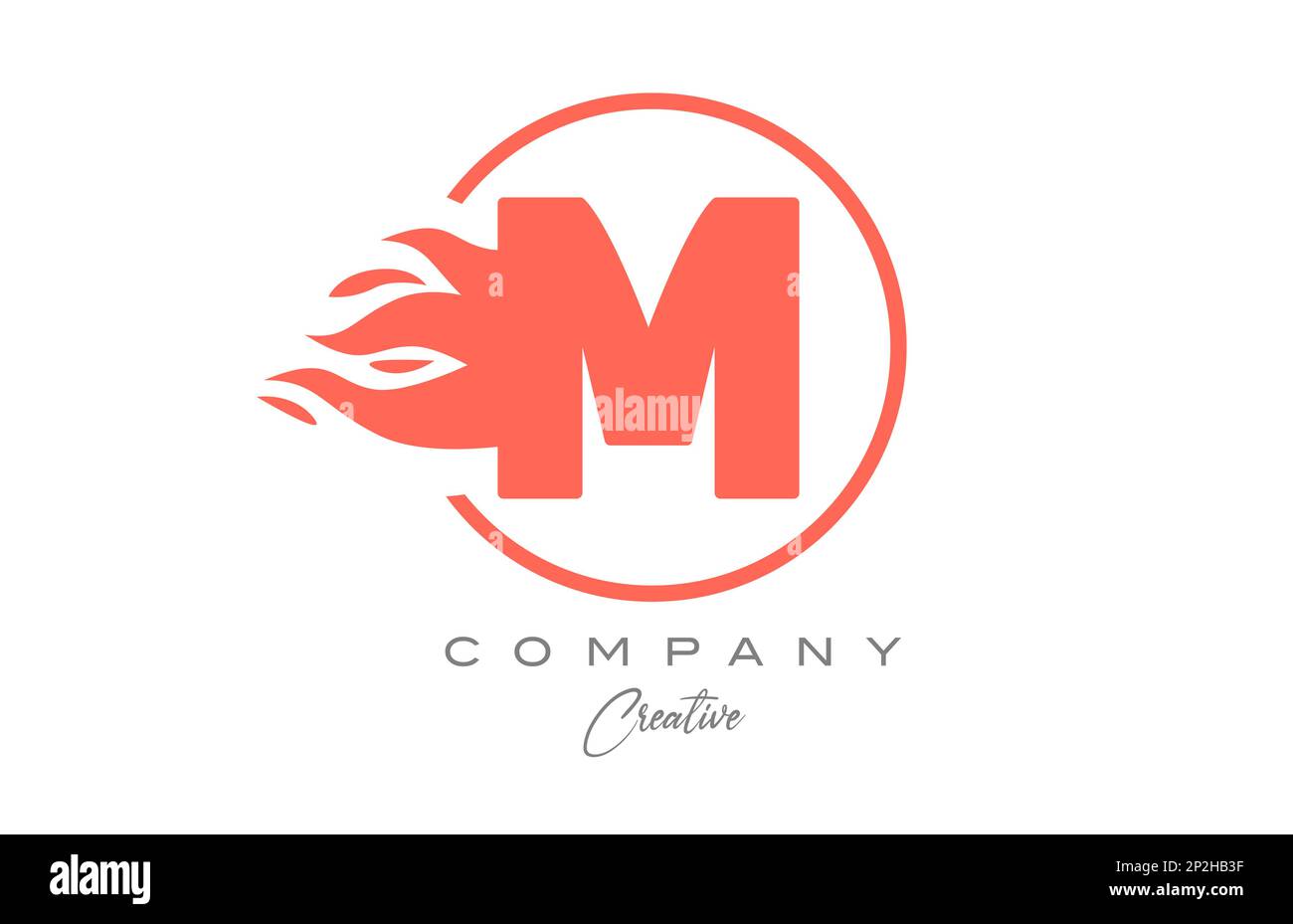 orange M alphabet letter icon for corporate with flames. Fire design ...