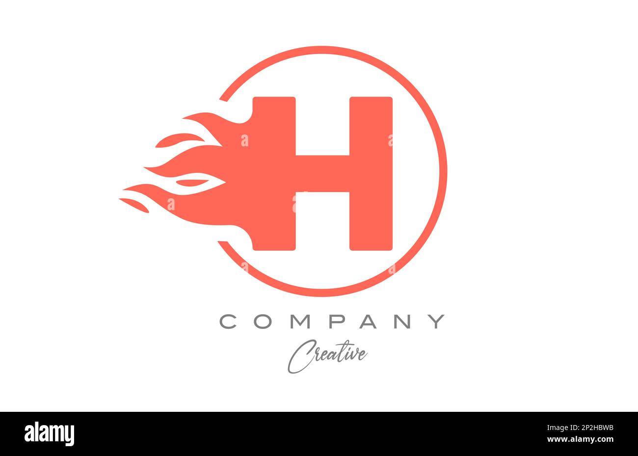 orange H alphabet letter icon for corporate with flames. Fire design ...