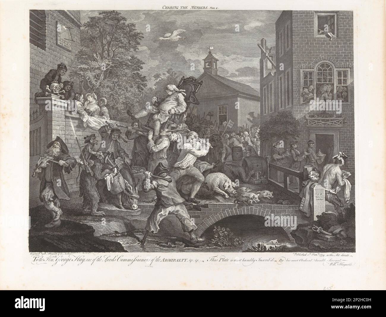 Four Prints of an Election: Chairing the Member, Plate IV, 1758 ...