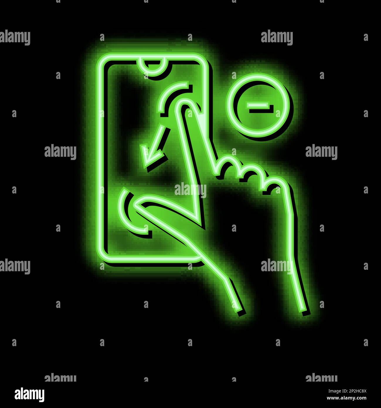 zoom in gesture phone screen neon glow icon illustration Stock Vector ...