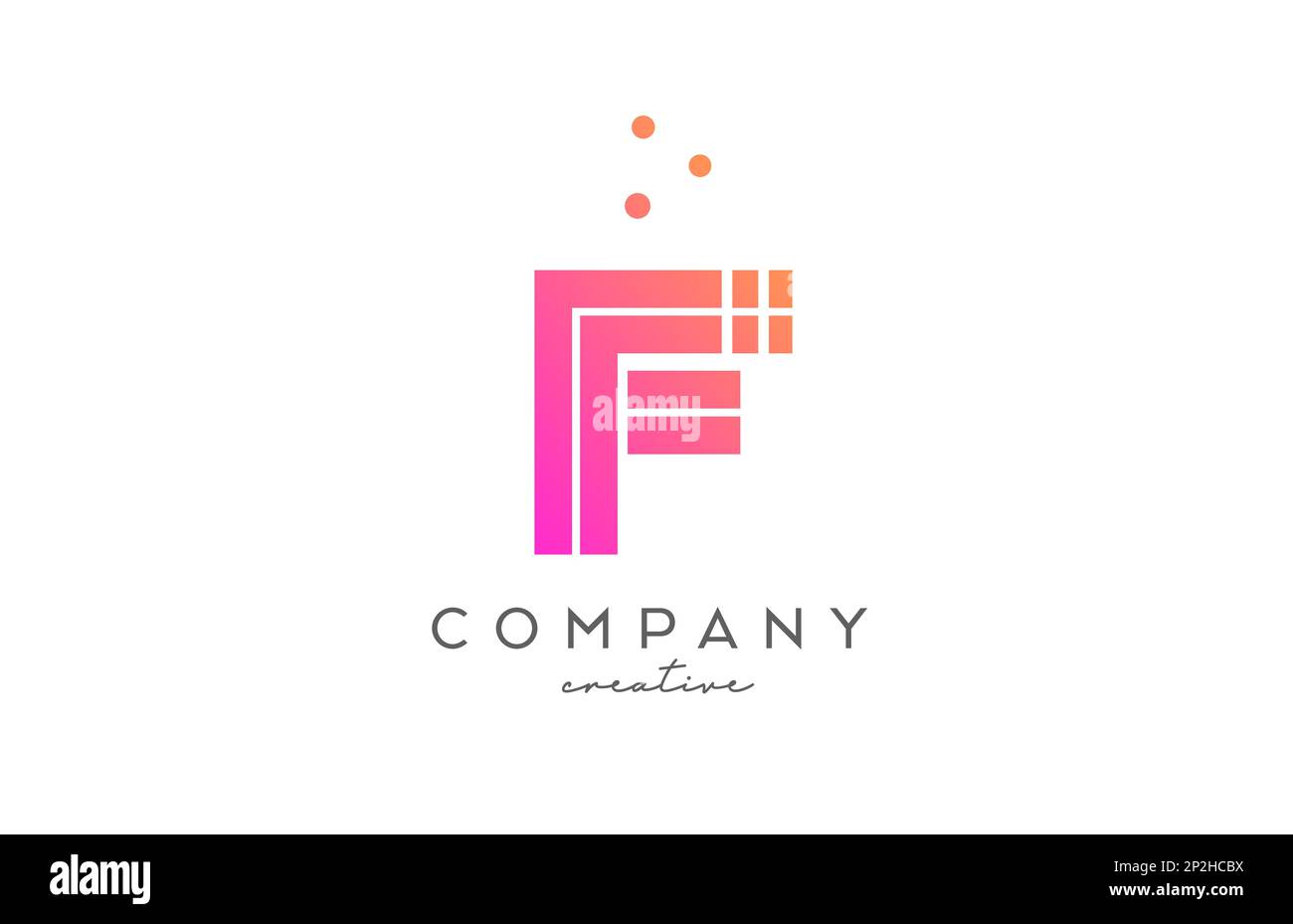 F pink alphabet letter logo with lines and dots. Corporate creative ...