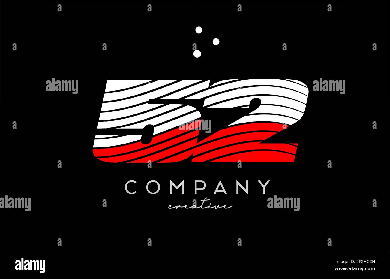 52 number logo with red white lines and dots. Corporate creative ...