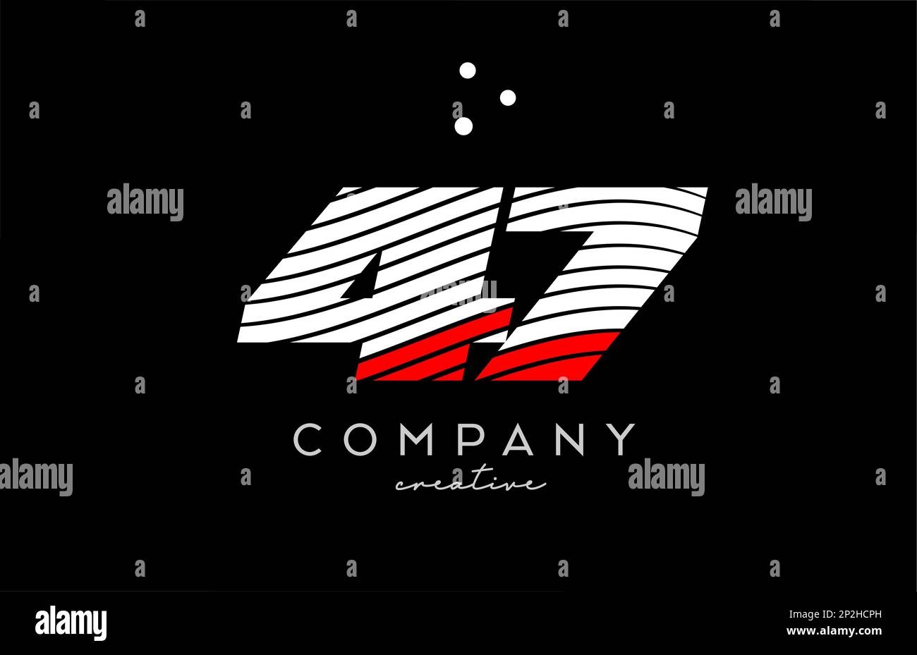 47 number logo with red white lines and dots. Corporate creative ...