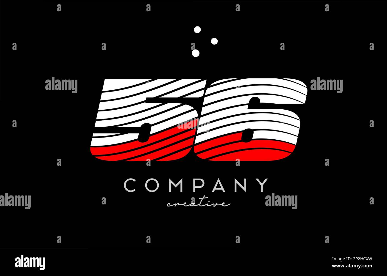 56 number logo with red white lines and dots. Corporate creative ...