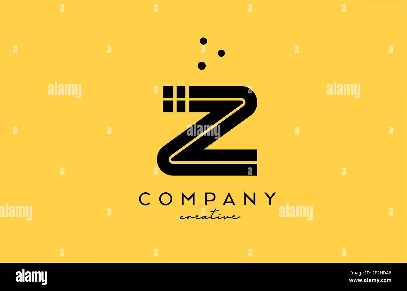 Z yellow black alphabet letter logo with lines and dots. Corporate ...