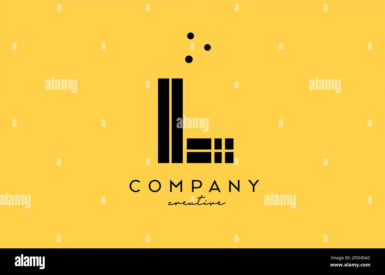 L yellow black alphabet letter logo with lines and dots. Corporate ...