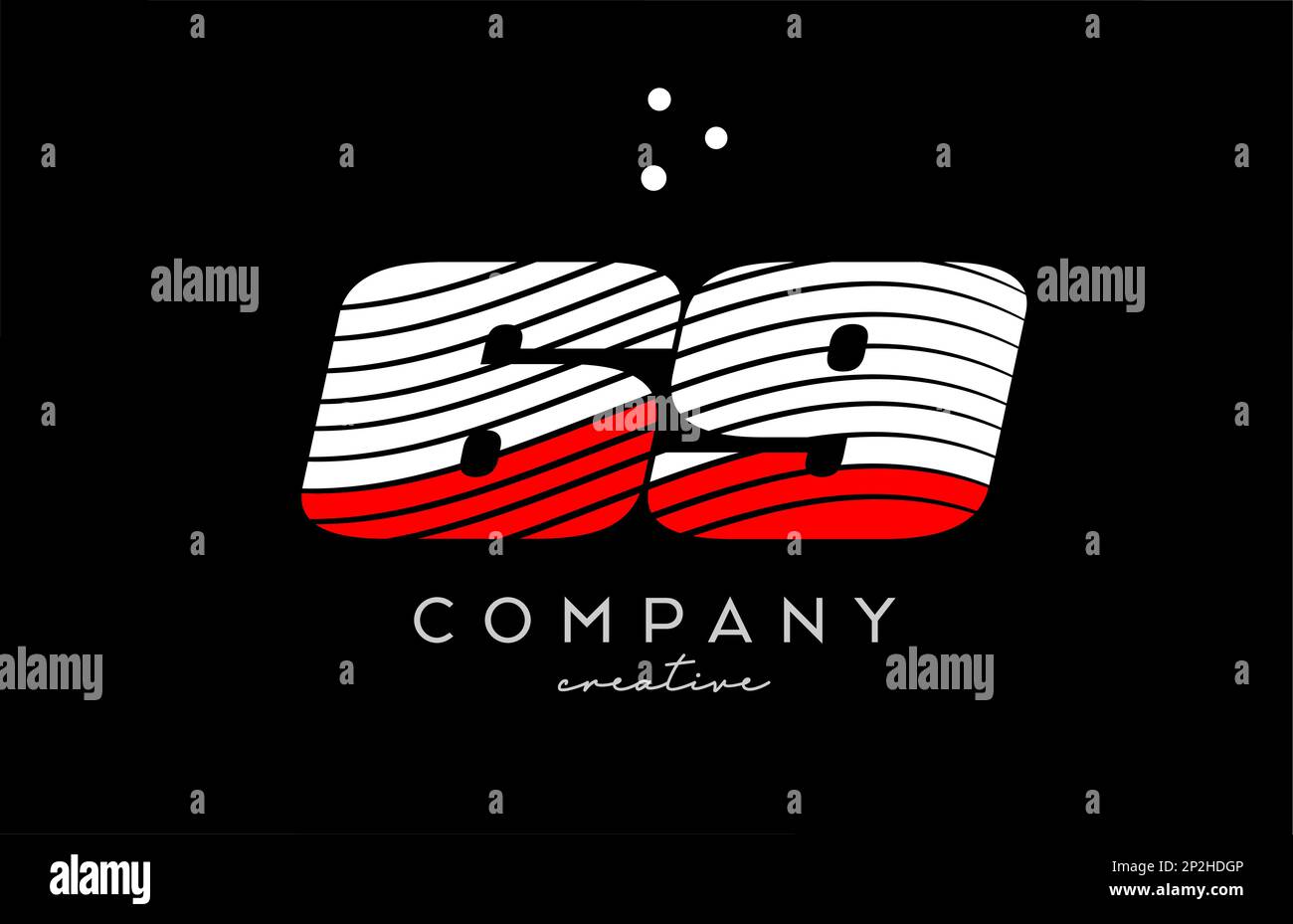 69 number logo with red white lines and dots. Corporate creative ...