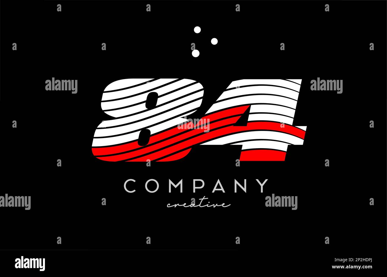 84 number logo with red white lines and dots. Corporate creative ...