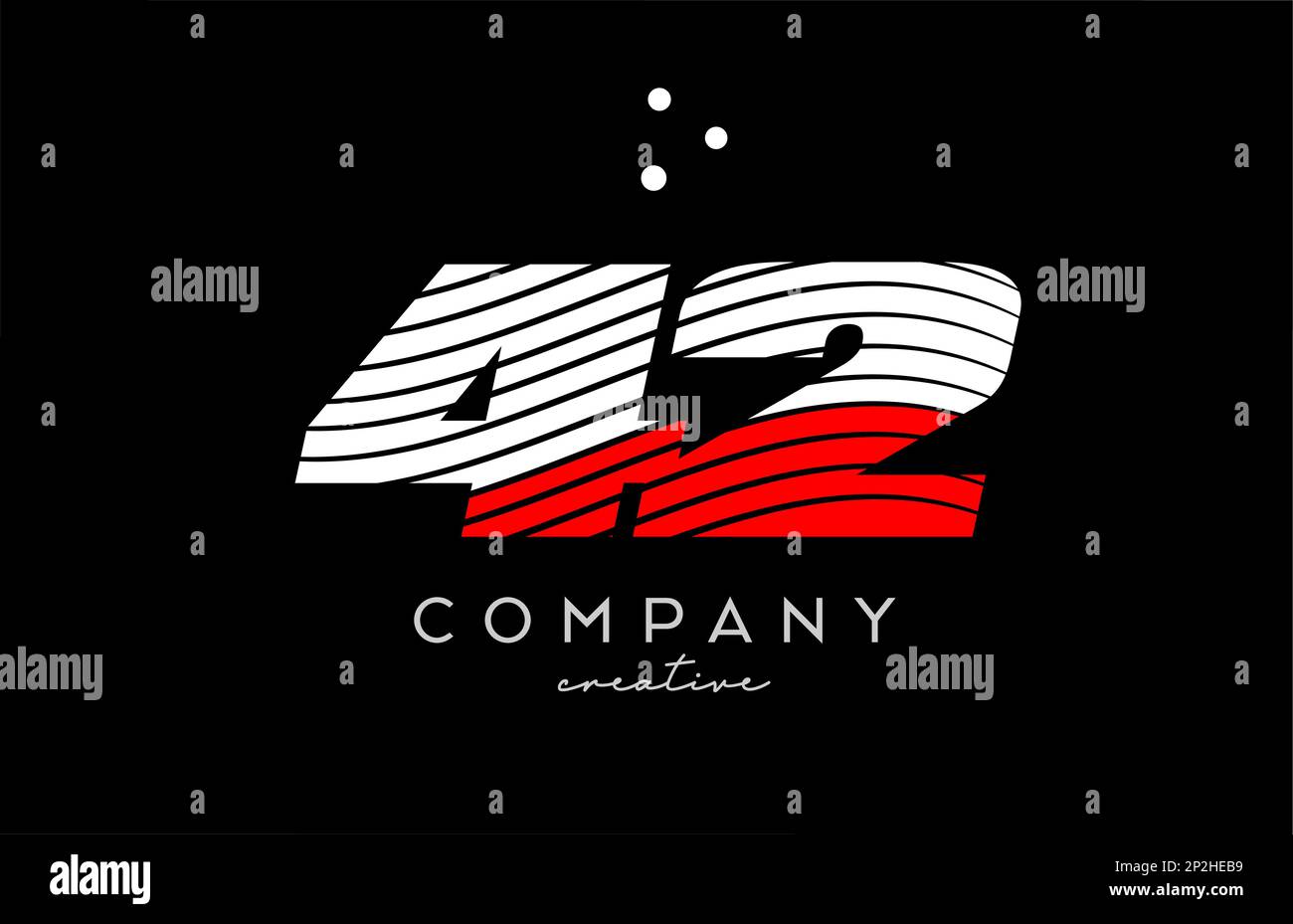 42 number logo with red white lines and dots. Corporate creative ...
