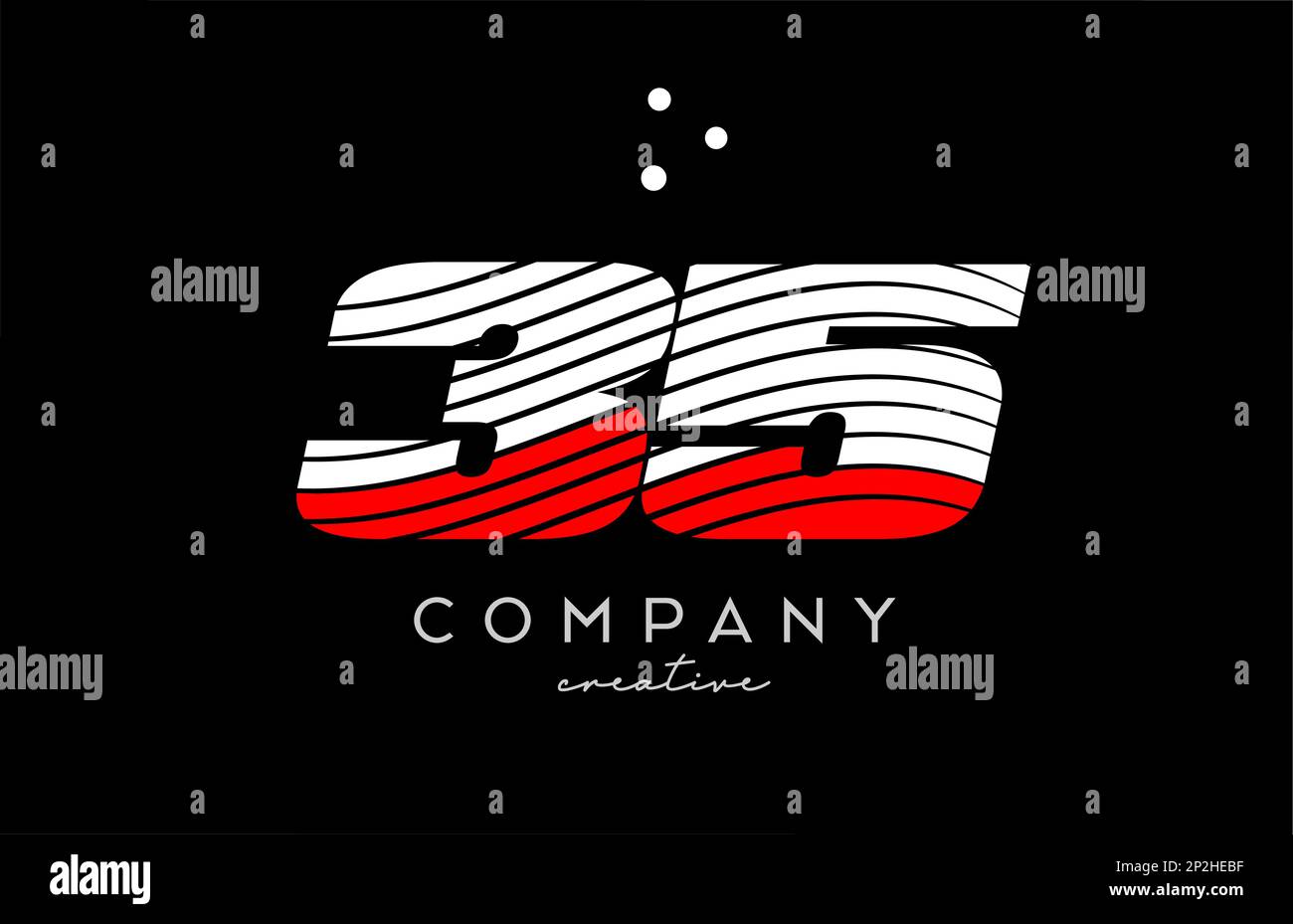 35 number logo with red white lines and dots. Corporate creative ...