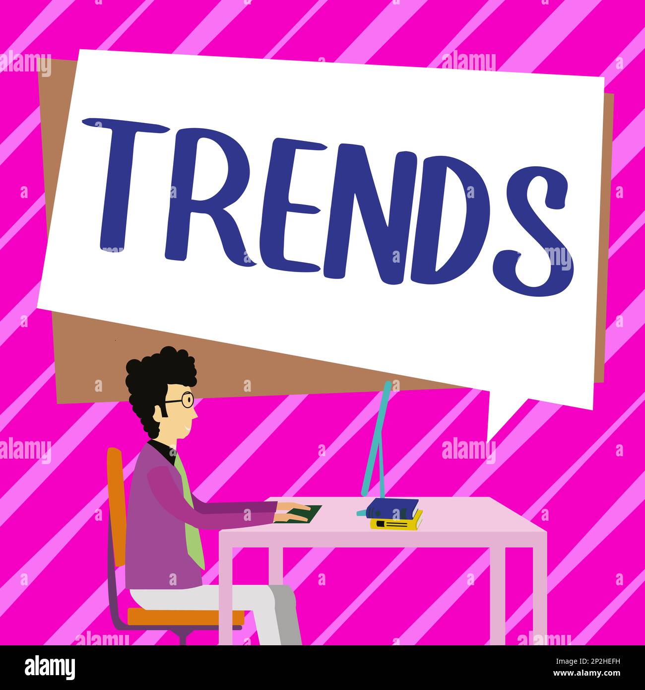 Text caption presenting Trends. Word Written on general direction in ...