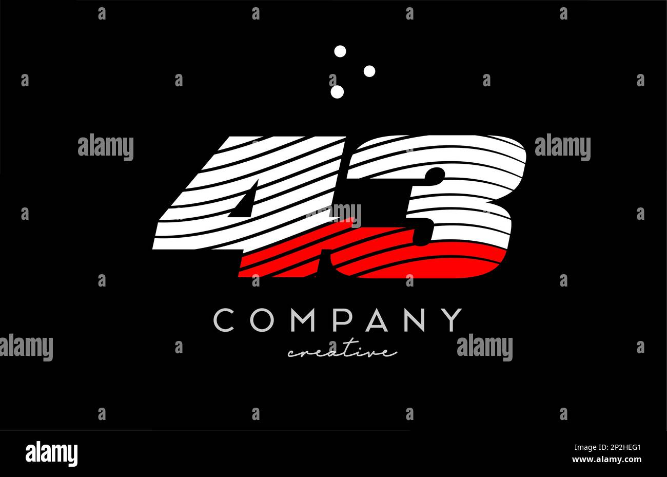 43 number logo with red white lines and dots. Corporate creative ...