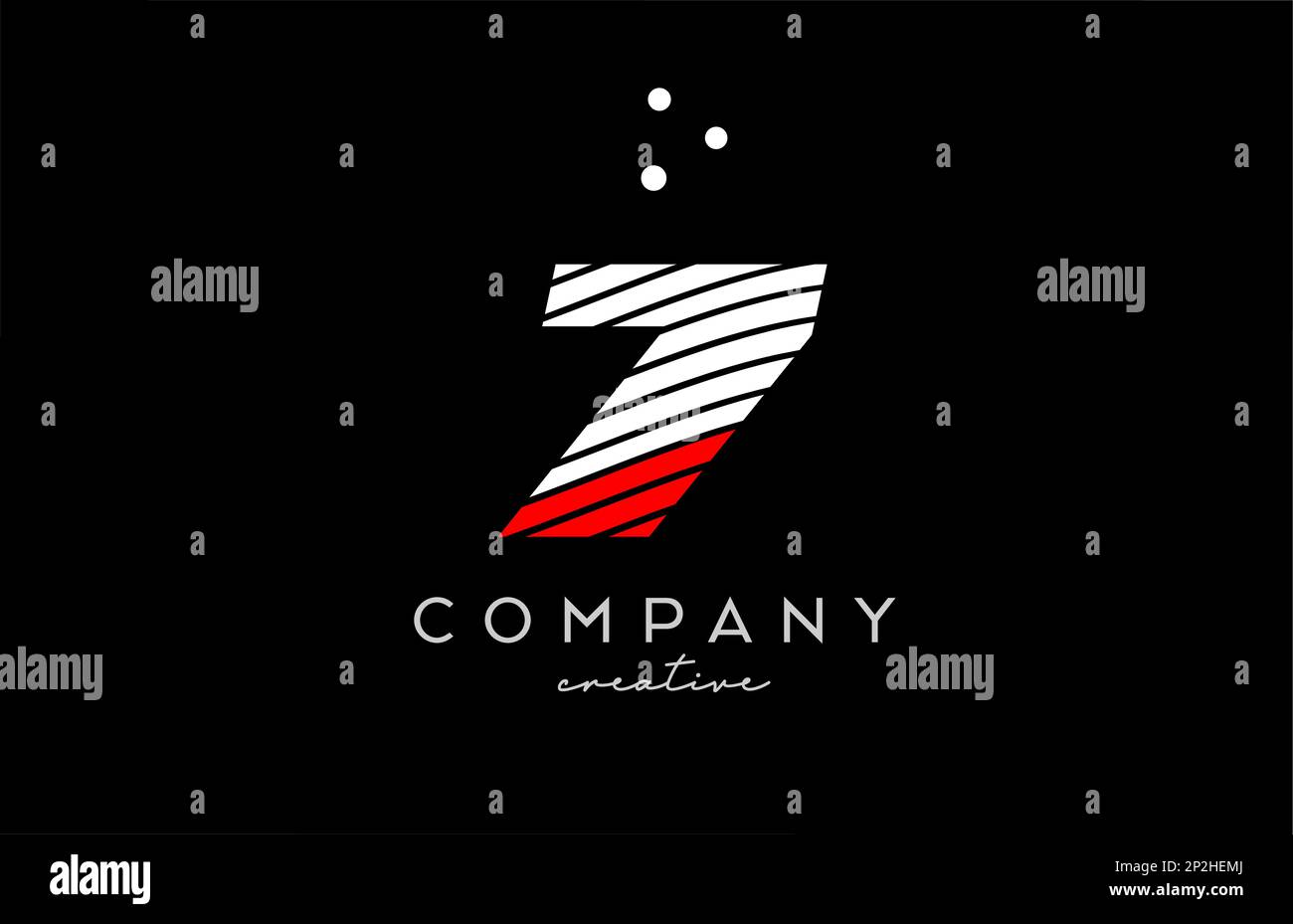 7 number logo with red white lines and dots. Corporate creative ...