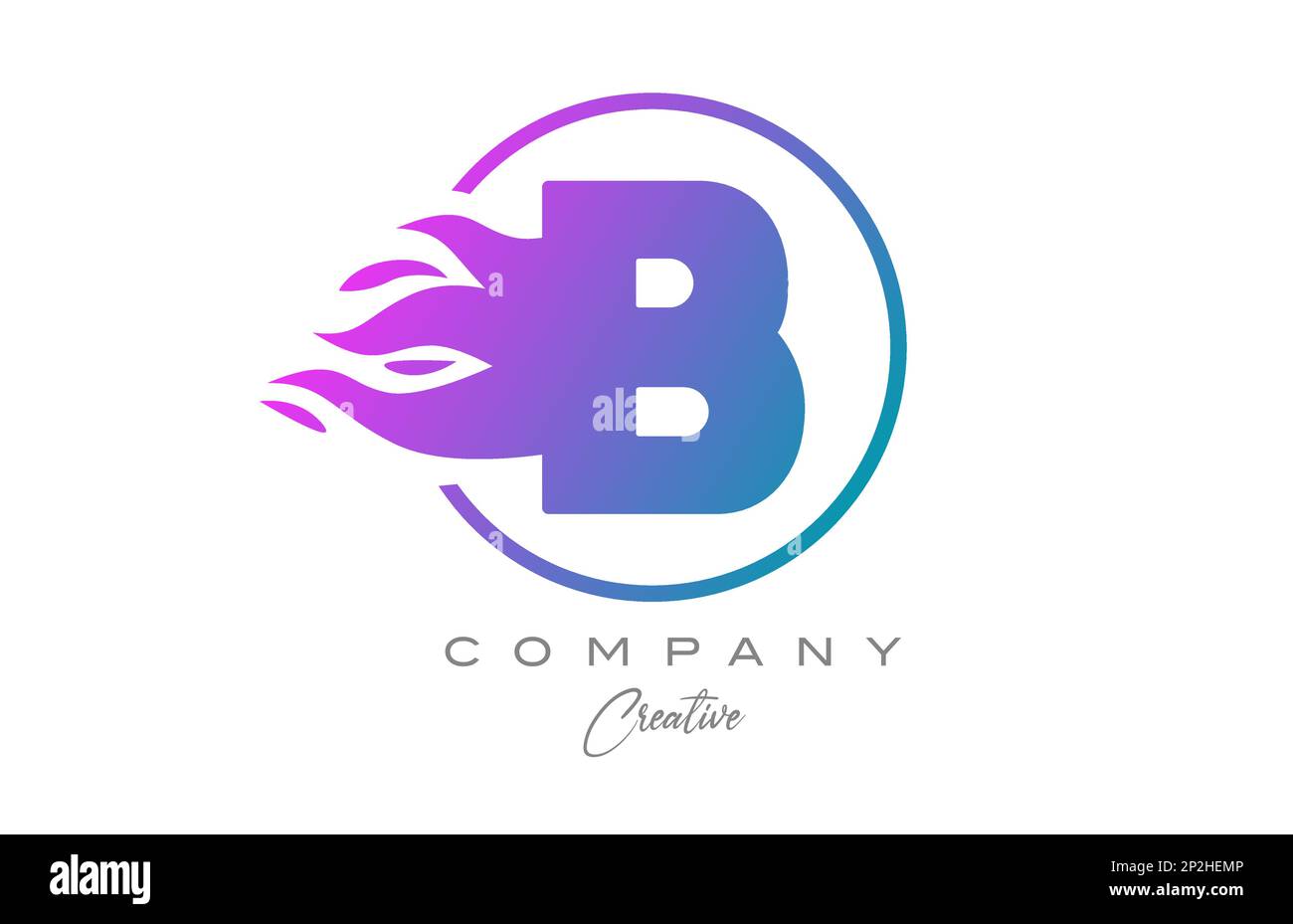 pink B alphabet letter icon for corporate with purple flames. Fire ...