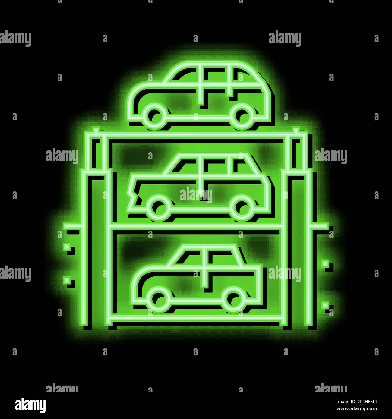 lift multilevel equipment parking neon glow icon illustration Stock ...