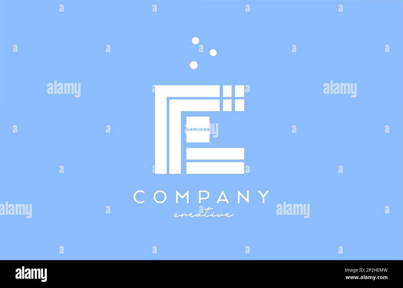 E blue white alphabet letter logo with lines and dots. Corporate ...