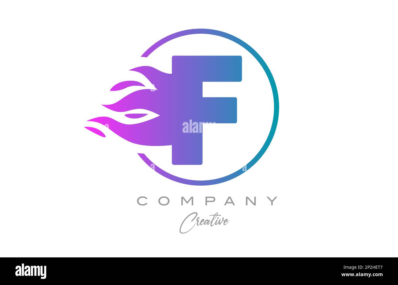 pink F alphabet letter icon for corporate with purple flames. Fire ...